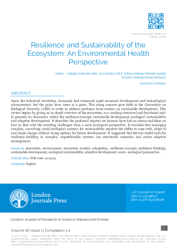 (PDF) Resilience and Sustainability of the Ecosystem: An Environmental ...