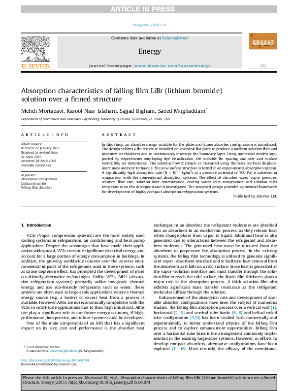 (PDF) Absorption characteristics of falling film LiBr (lithium bromide ...
