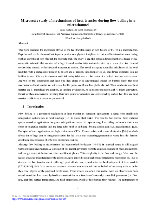 (PDF) Microscale study of mechanisms of heat transfer during flow ...