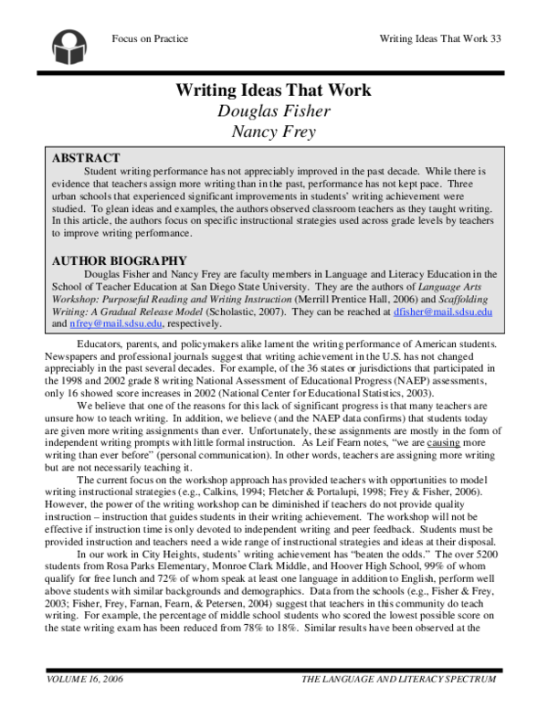(PDF) Writing Ideas That Work | Nancy Frey - Academia.edu