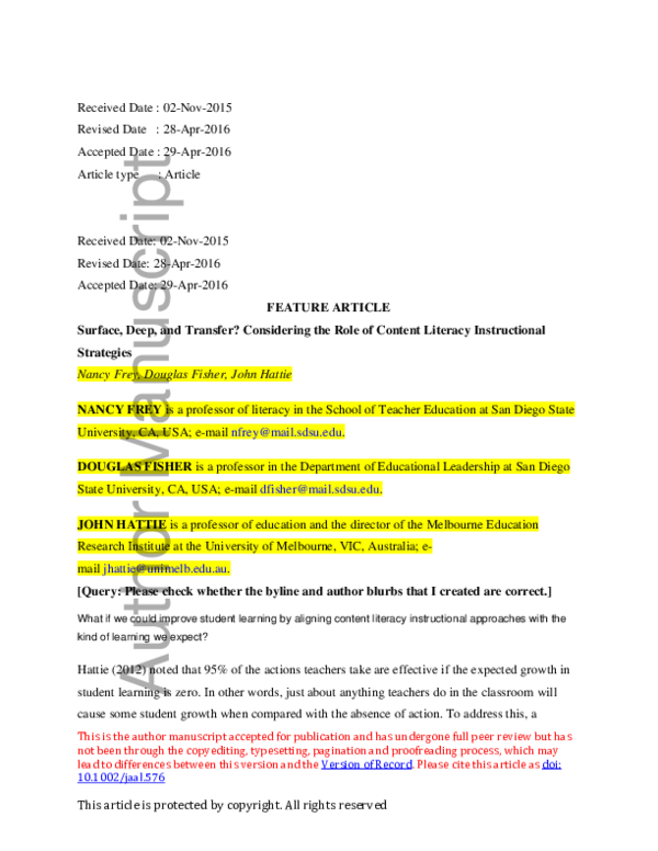 (PDF) Surface, Deep, and Transfer? Considering the Role of Content ...
