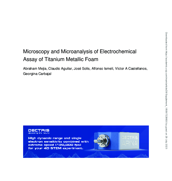 (PDF) Microscopy and Microanalysis of Electrochemical Assay of Titanium ...
