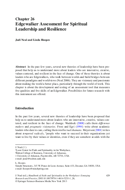 (PDF) Edgewalker Assessment for Spiritual Leadership and Resilience