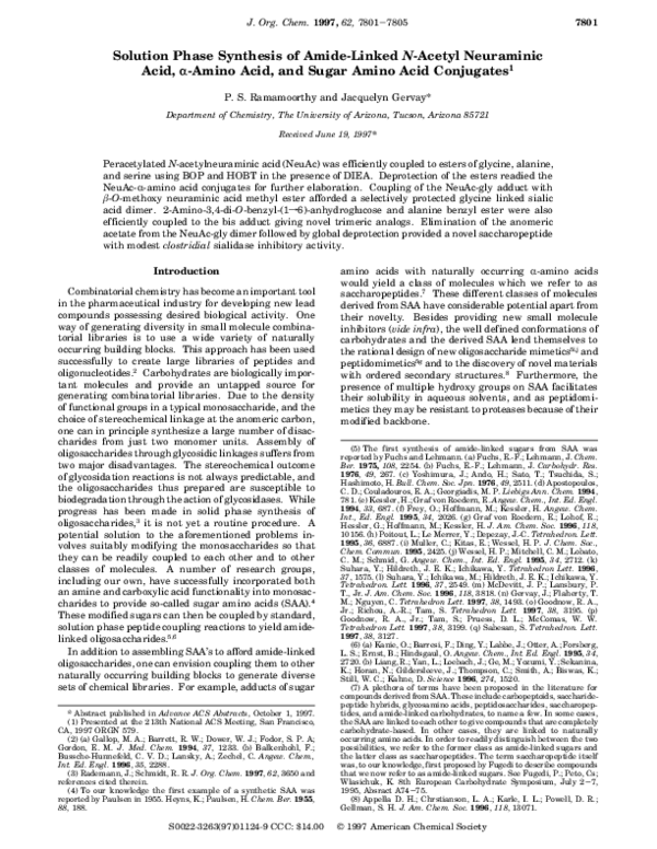 (PDF) Solution Phase Synthesis of Amide-Linked N-Acetyl Neuraminic Acid ...