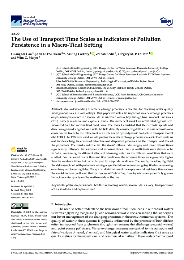 (PDF) The Use of Transport Time Scales as Indicators of Pollution ...