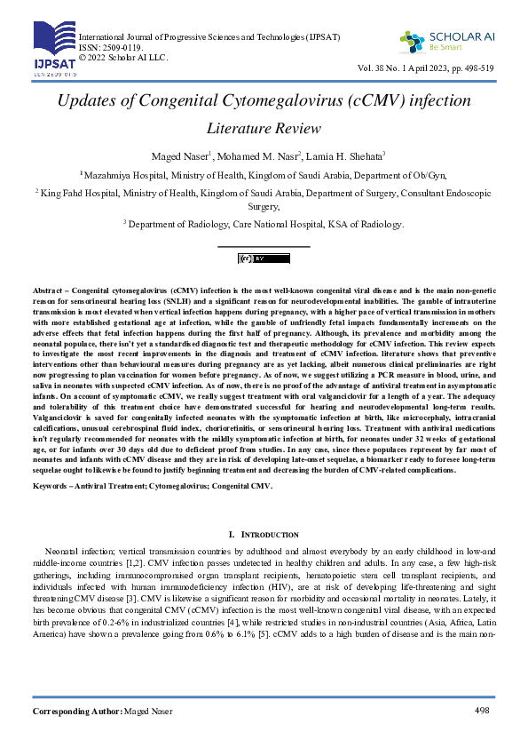 (PDF) Advances in Diagnosing Congenital CMV Infection