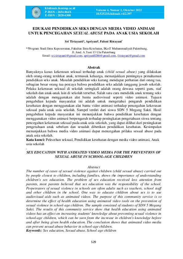 (PDF) Edukasi Pendidikan Seks Dengan Media Video Animasi Untuk Pencegahan Sexual Abuse Pada Anak ...