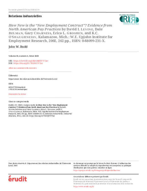 (PDF) How New is the “New Employment Contract”? Evidence from North ...