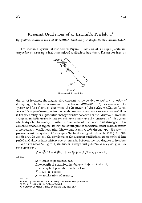 (PDF) Resonant oscillations of an extensible pendulum | John Heinbockel - Academia.edu