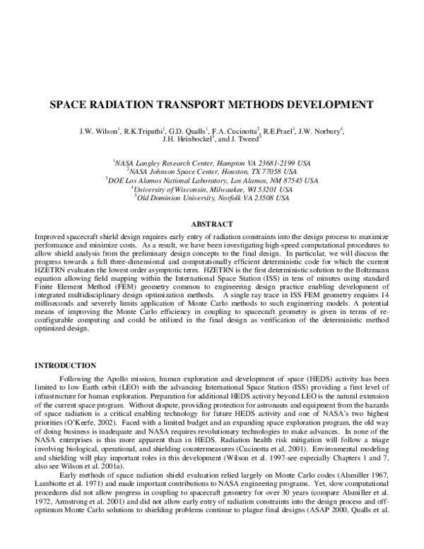 (PDF) Space Radiation Transport Methods Development