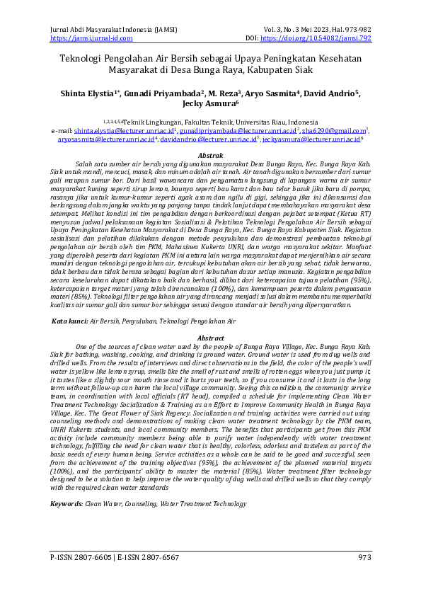 (PDF) Teknologi Pengolahan Air Bersih sebagai Upaya Peningkatan ...