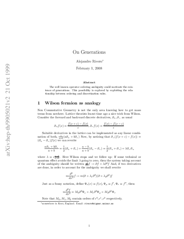 (PDF) On Generations