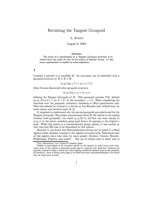 (PDF) Revisiting the Tangent Groupoid