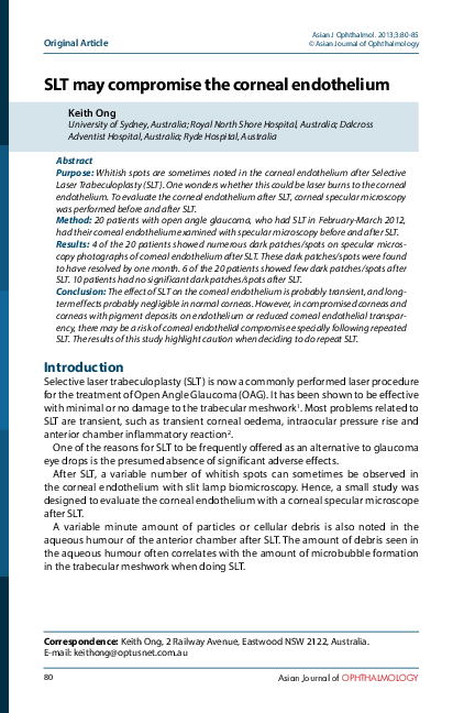 (PDF) SLT may compromise the corneal endothelium