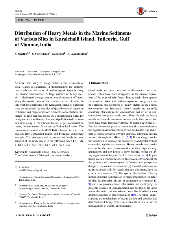 (PDF) Distribution of heavy metals in marine sediments at the ocean ...
