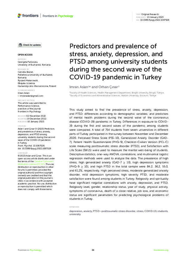 (PDF) Predictors and prevalence of stress, anxiety, depression, and ...