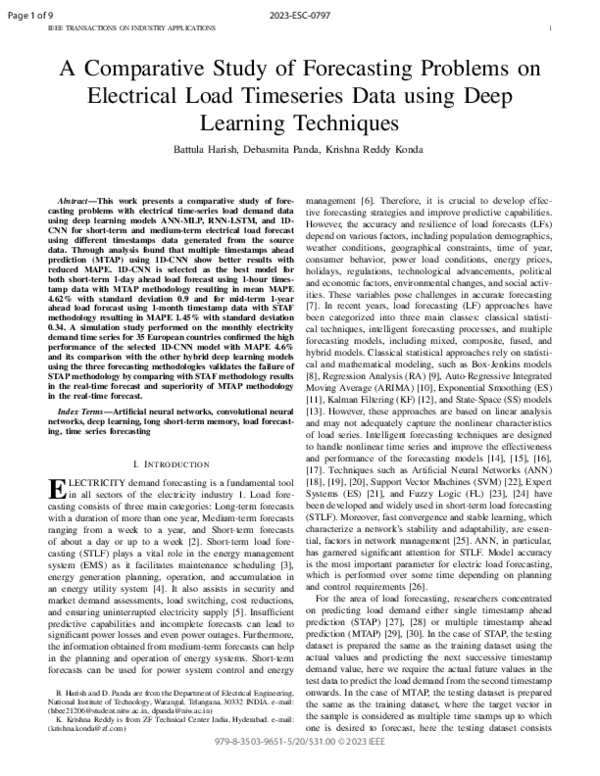 (PDF) A Comparative Study of Forecasting Problems on Electrical Load Timeseries Data using Deep ...