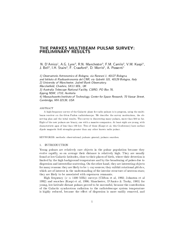 (PDF) The Parkes multibeam pulsar survey: Preliminary results