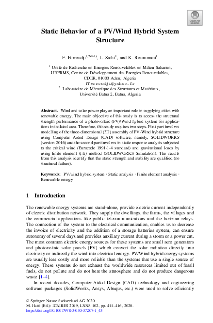 (PDF) Structural Analysis of a PV/Wind Hybrid Energy System