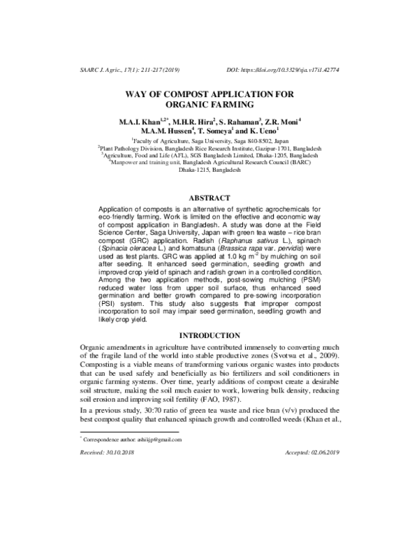 (PDF) Way of compost application for organic farming