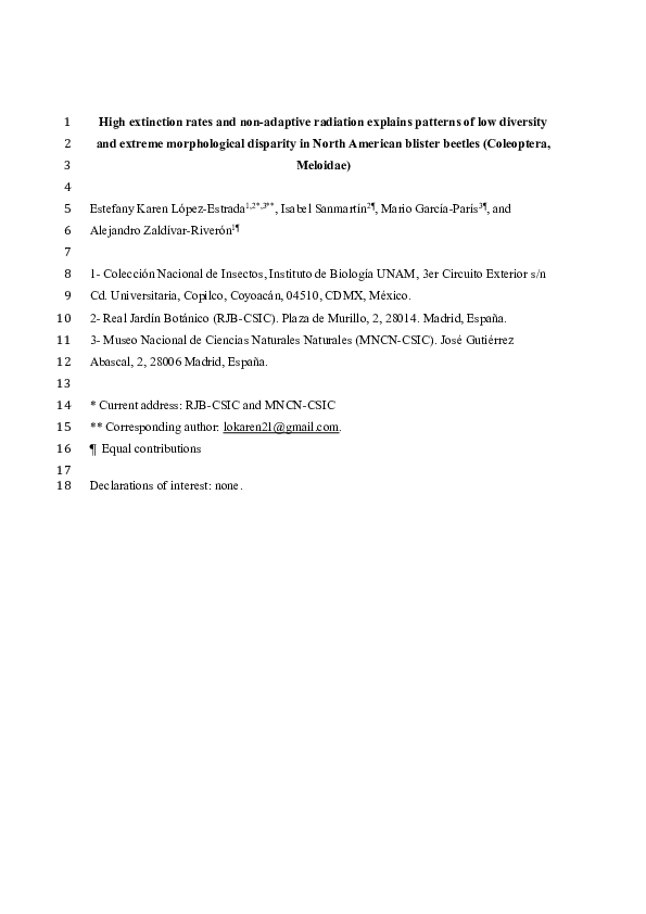 (PDF) High extinction rates and non-adaptive radiation explains ...