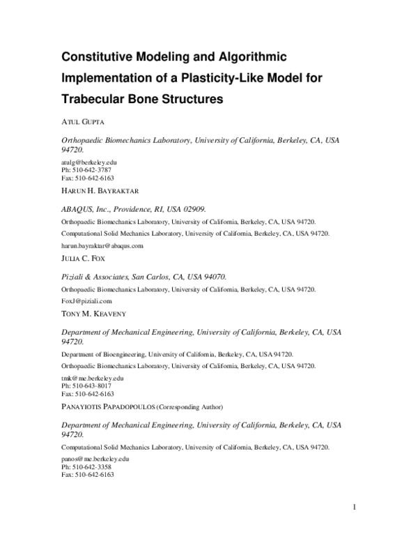 (PDF) Constitutive Modeling and Algorithmic Implementation of a Plasticity-like Model for ...