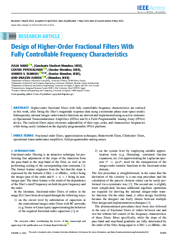 (PDF) Design of Higher-Order Fractional Filters With Fully Controllable ...