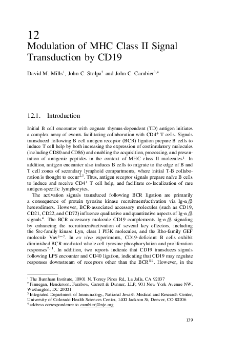 (PDF) Modulation of MHC class II signal transduction by CD19