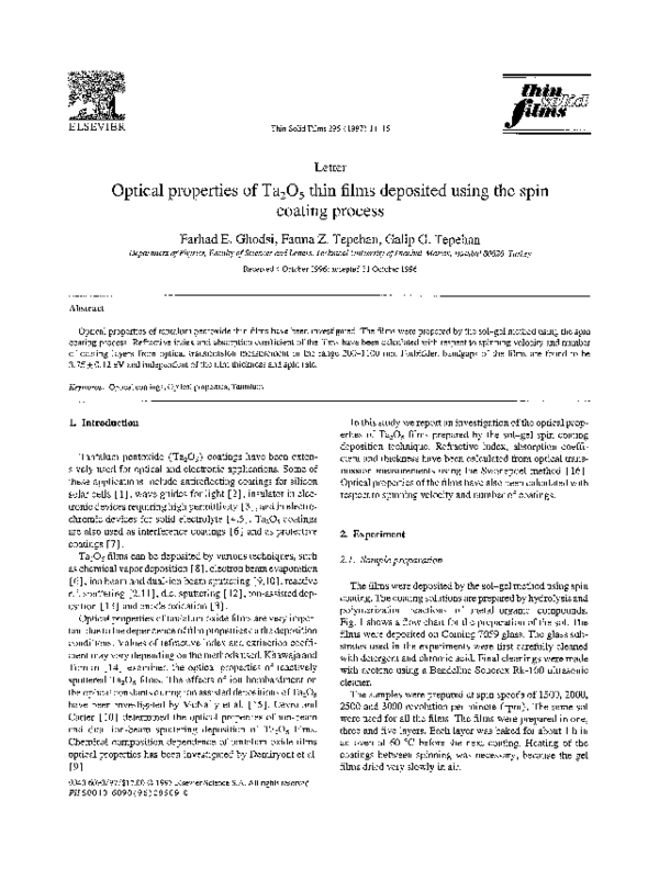 (PDF) Optical properties of Ta2O5 thin films deposited using the spin ...