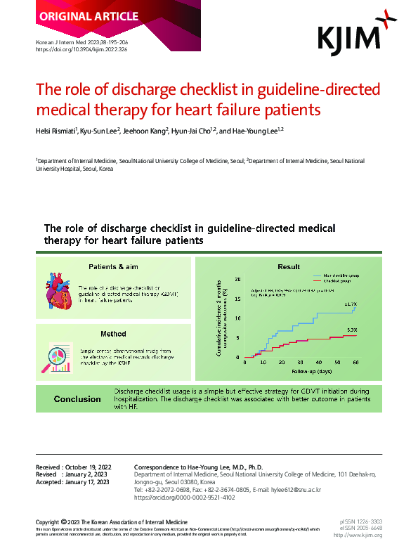 (PDF) The role of discharge checklist in guideline-directed medical ...