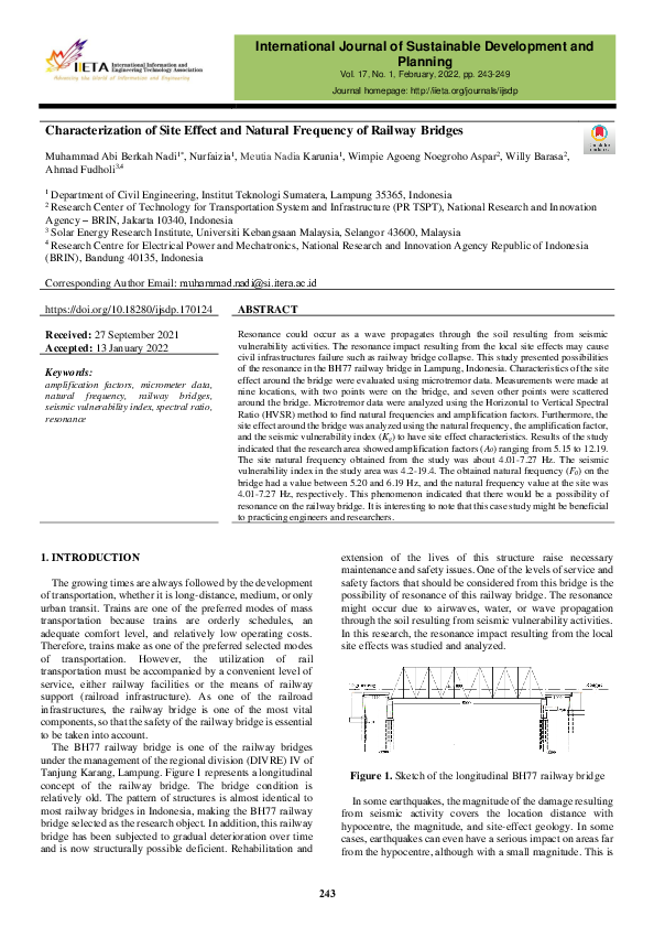 (PDF) Characterization of Site Effect and Natural Frequency of Railway ...