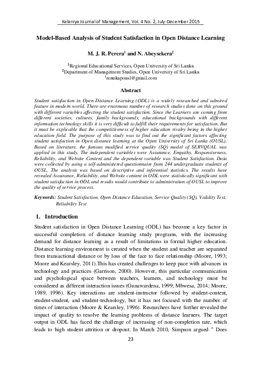(PDF) Model-based analysis of student satisfaction in open distance ...