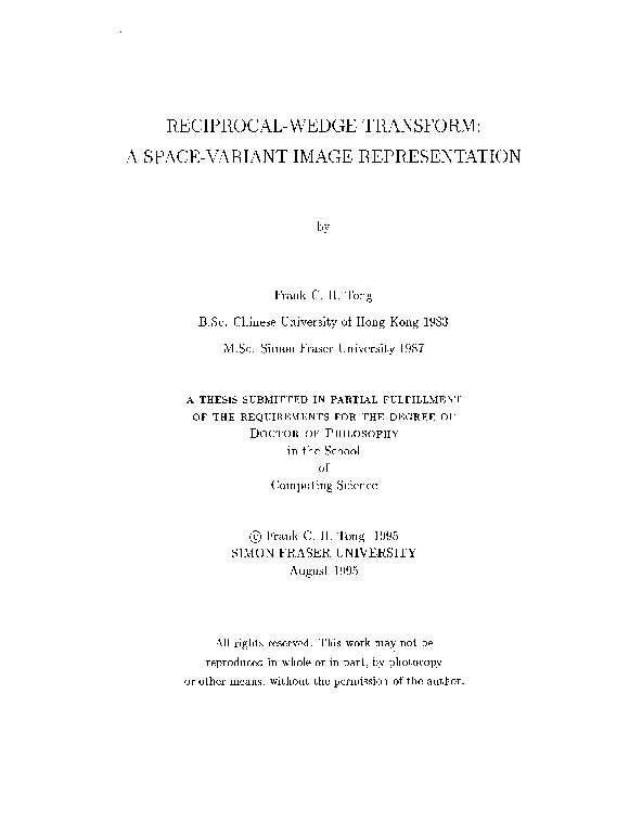 (PDF) Reciprocal-wedge transform: a space-variant image representation