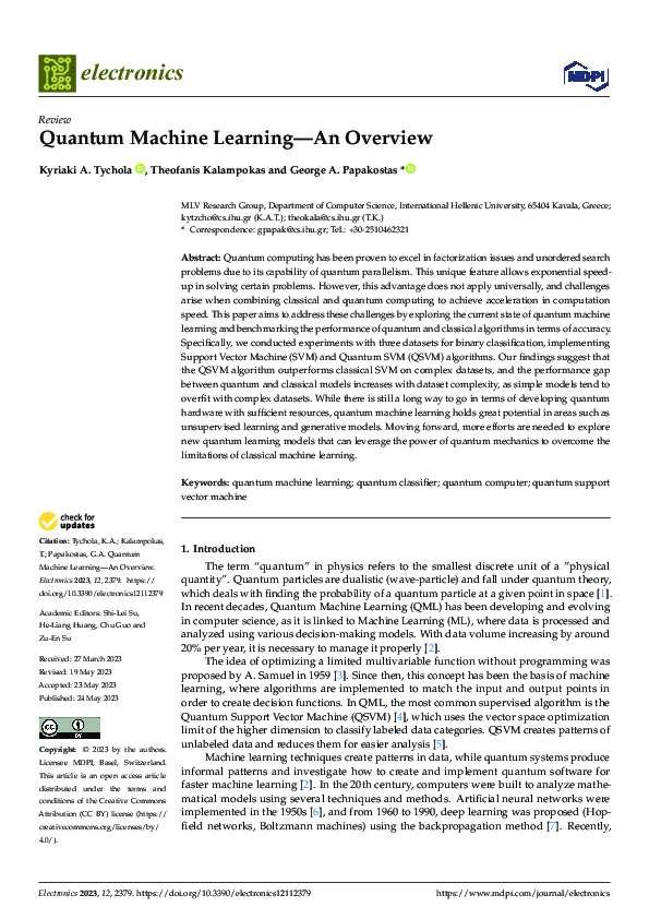 (PDF) Quantum Machine Learning—An Overview