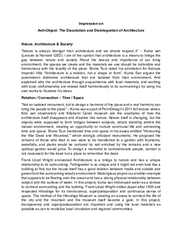 (PDF) Impression on Anti-Object: The Dissolution and Disintegration of ...