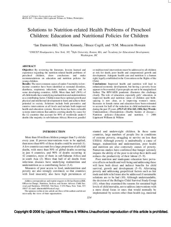 (PDF) Solutions to Nutrition-related Health Problems of Preschool ...