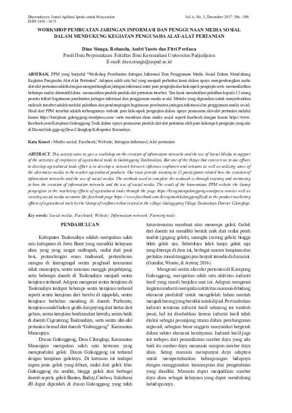 (PDF) Workshop Pembuatan Jaringan Informasi Dan Penggunaan Media Sosial ...