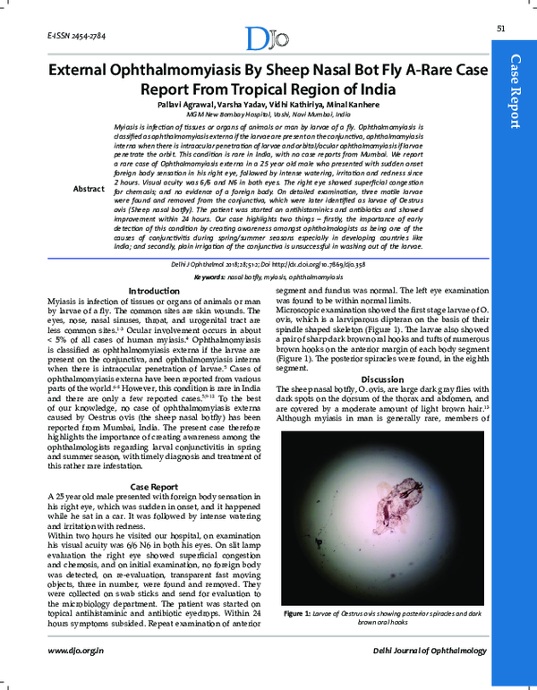 External Ophthalmomyiasis By Sheep Nasal Bot Fly A-Rare Case Report ...