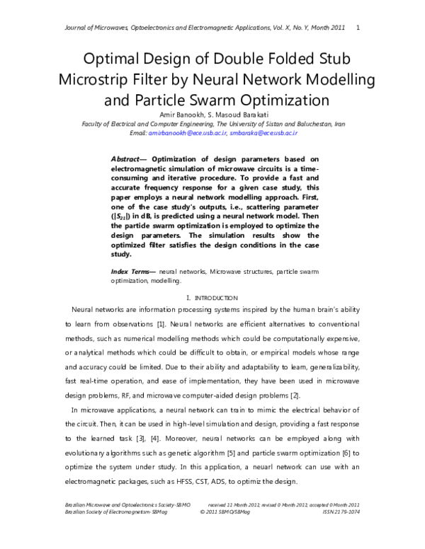 (PDF) Optimal design of double folded stub microstrip filter by neural ...
