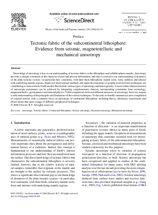 (PDF) Tectonic fabric of the subcontinental lithosphere: Evidence from ...