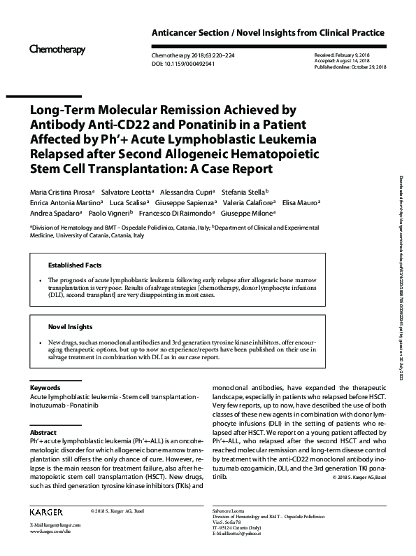 (PDF) Long-Term Molecular Remission Achieved by Antibody Anti-CD22 and ...