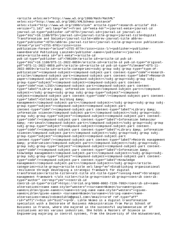 Establishing organisational resilience through developing a strategic ...