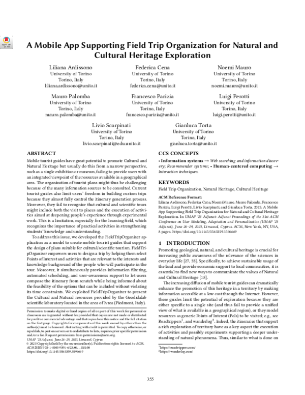 (PDF) A Mobile App Supporting Field Trip Organization for Natural and ...