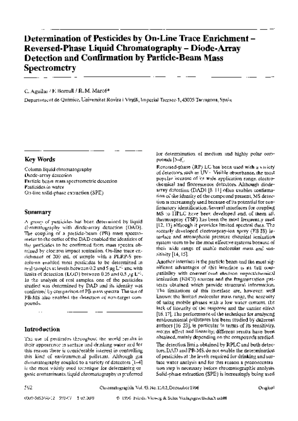 (PDF) Determination of pesticides by on-line trace enrichment-reversed-phase liquid ...