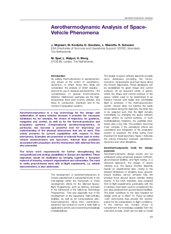 (PDF) Aerothermodynamic analysis of space-vehicle phenomena