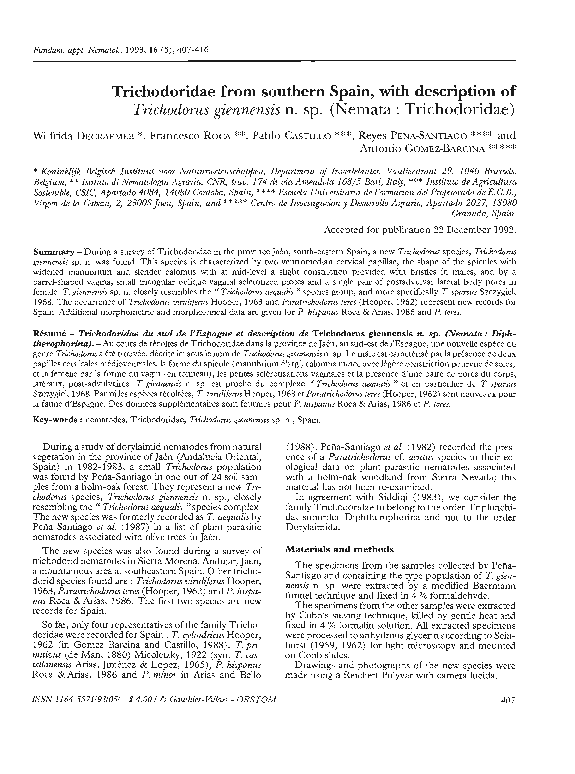(PDF) Trichodoridae from southern Spain, with description of