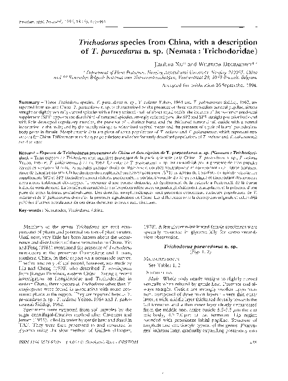 (PDF) Trichodorus species from China, with a description of T ...