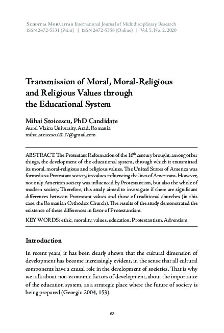 (PDF) Transmission of Moral, Moral-Religious and Religious Values ...