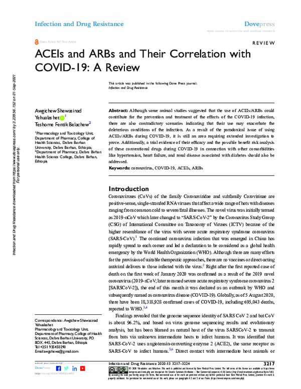 (PDF) ACEIs and ARBs and Their Correlation with COVID-19: A Review
