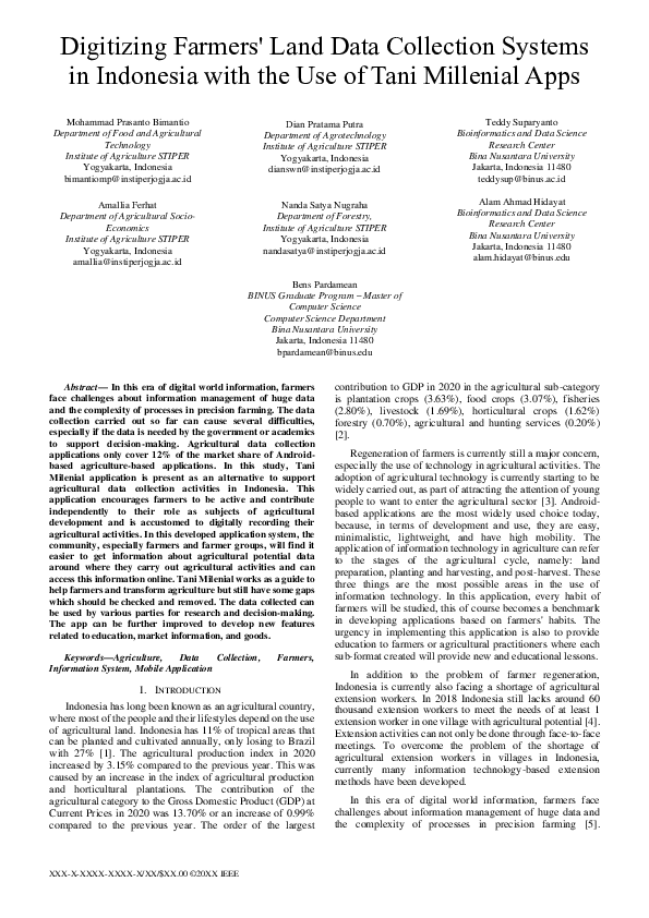 (PDF) Digitizing Farmers' Land Data Collection Systems in Indonesia ...